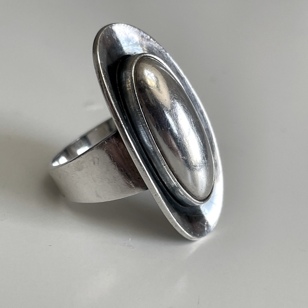 Htf, Vintage Mcm Sterling Danish Ring, Signed Neils E… - Gem